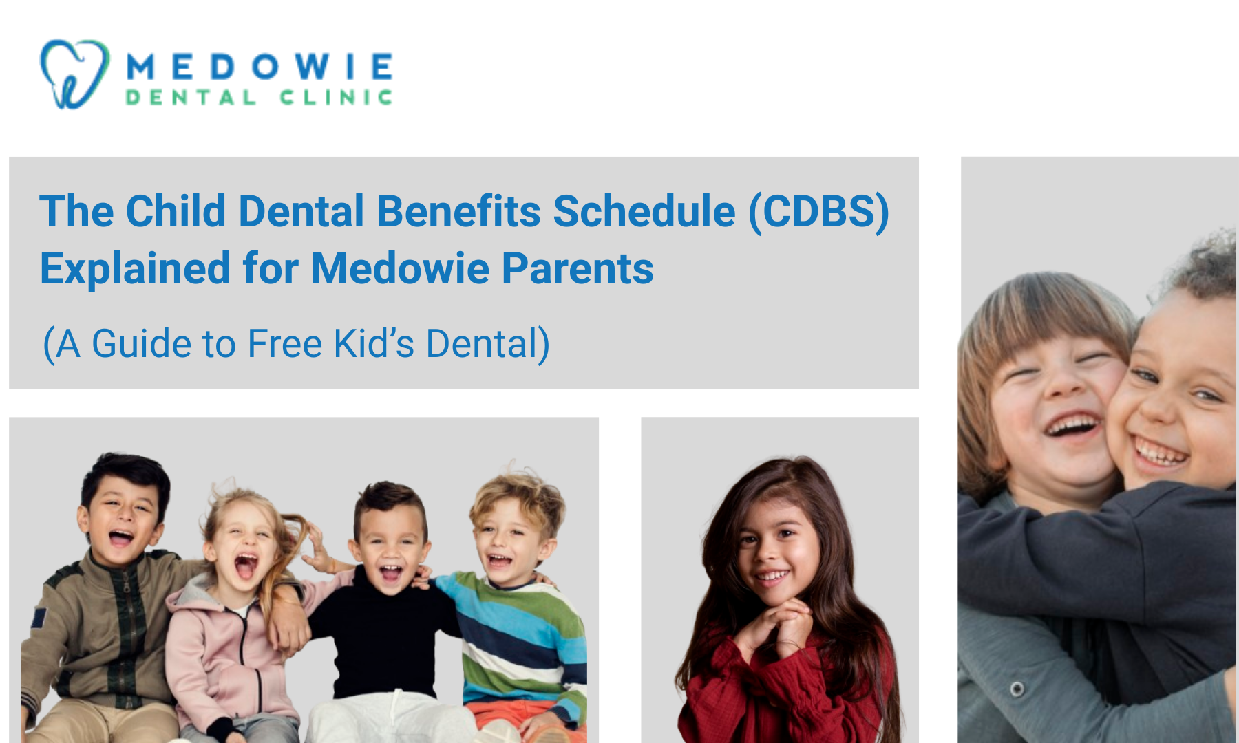 Child Dental Benefits Schedule (CDBS)" and "Medowie Parents.